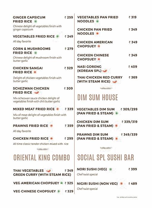 Menu at Indie Kulture, Patna