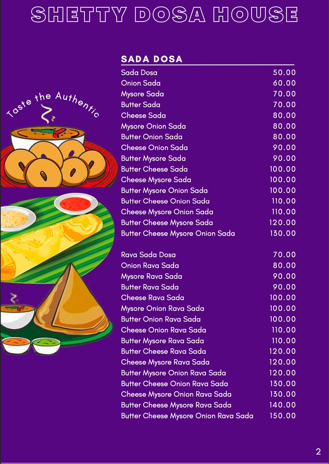 Menu at Shetty Dosa House, Vadodara