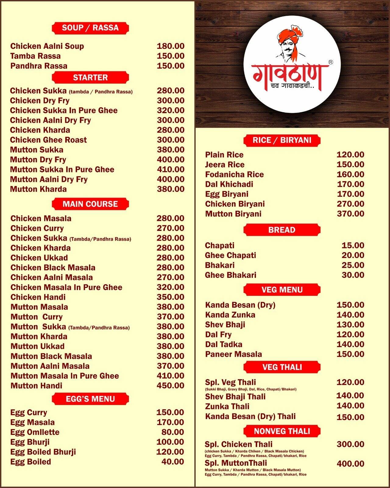 Menu of Hotel Gavthan Veg -Non Veg, Pimple Nilakh, Pune