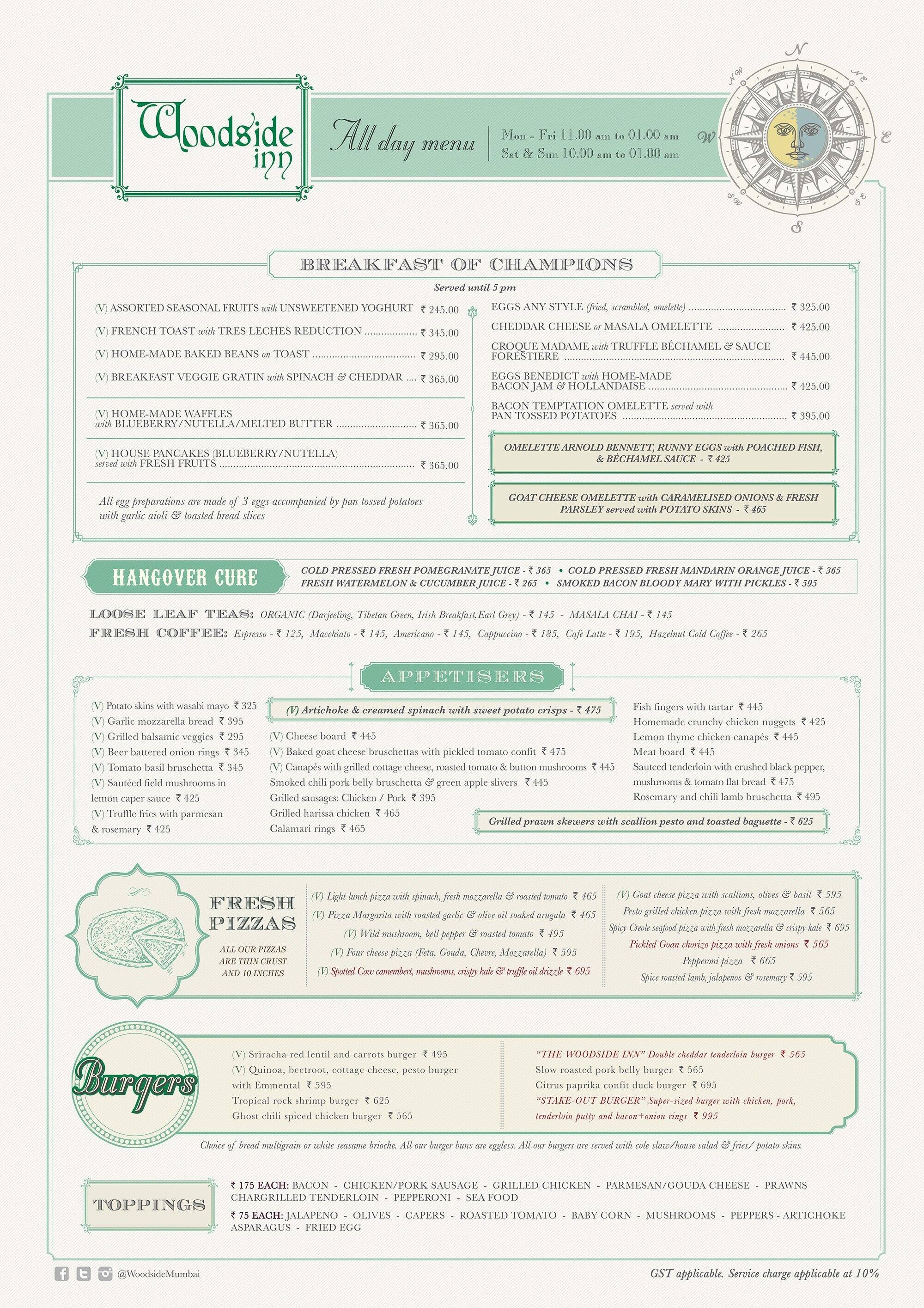 Woodside Inn Menu, Menu for Woodside Inn, Colaba, Mumbai - Zomato