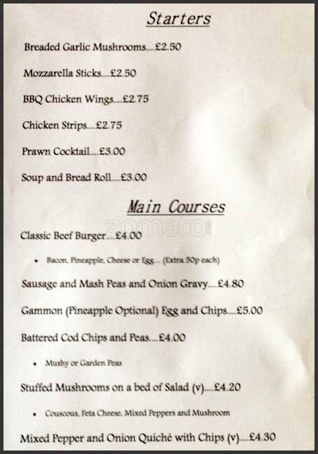 Menu at Six Bells pub & bar, West Drayton, 125 Station Road