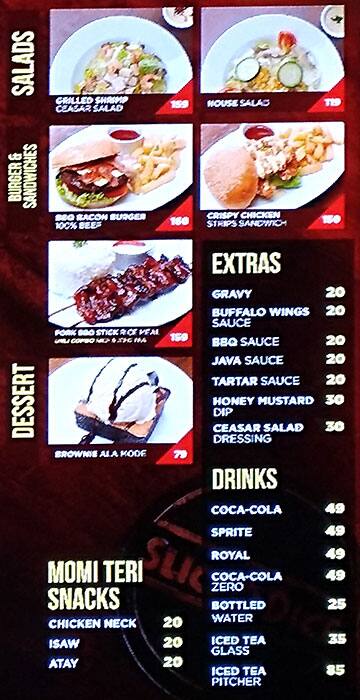 Menu at Slice n' Dice steakhouse, Makati, Third Floor