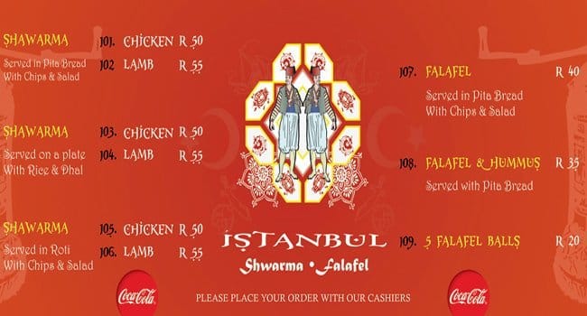 Menu at Eastern Food Bazaar restaurant, Cape Town