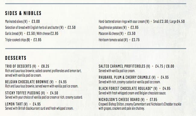 Menu at Old Wellington Manchester pub & bar, Manchester