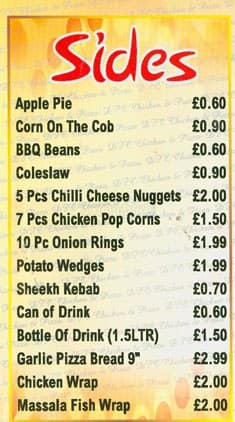 Menu at DFC Chicken & Pizza Takeaway restaurant, Birmingham, 95 Lozells Rd