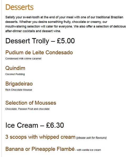 Menu at Rodizio Rico pub & bar, Birmingham, 207 Wharfside St