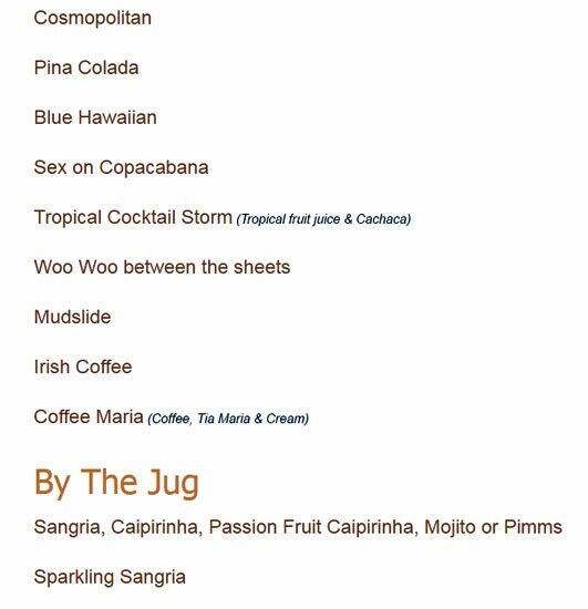 Menu at Rodizio Rico pub & bar, Birmingham, 207 Wharfside St