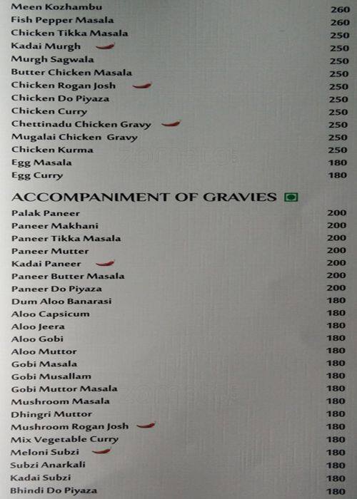 Menu at Hotel Savoy, Chennai, V67G+JFH