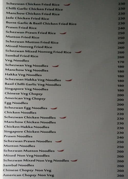 Menu at Hotel Savoy, Chennai, V67G+JFH
