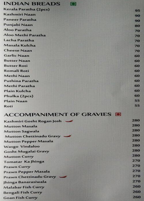 Menu at Hotel Savoy, Chennai, V67G+JFH