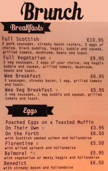 Menu at Old Chain Pier pub & bar, Edinburgh