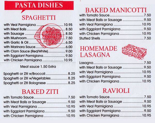 Menu at Pizza Den pizzeria, New York City