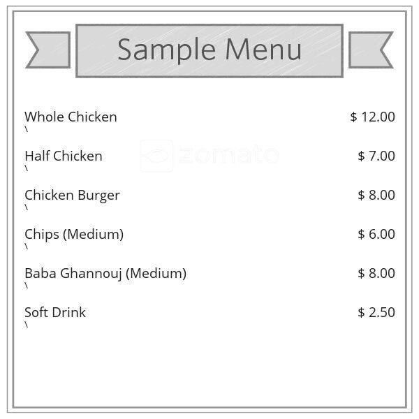 Menu at EL-EMAN Charcoal Chicken fast food, Punchbowl
