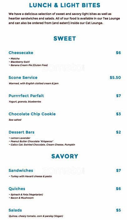 Menu at KitTea cafe, San Francisco, Valencia Street