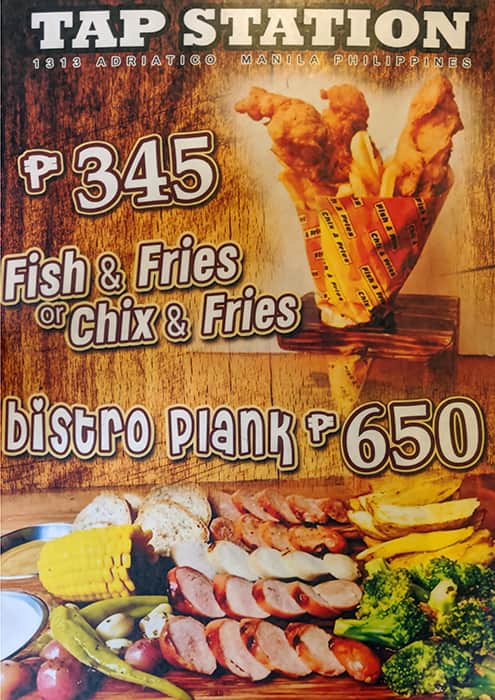 Menu at Tap Station pub & bar, Manila