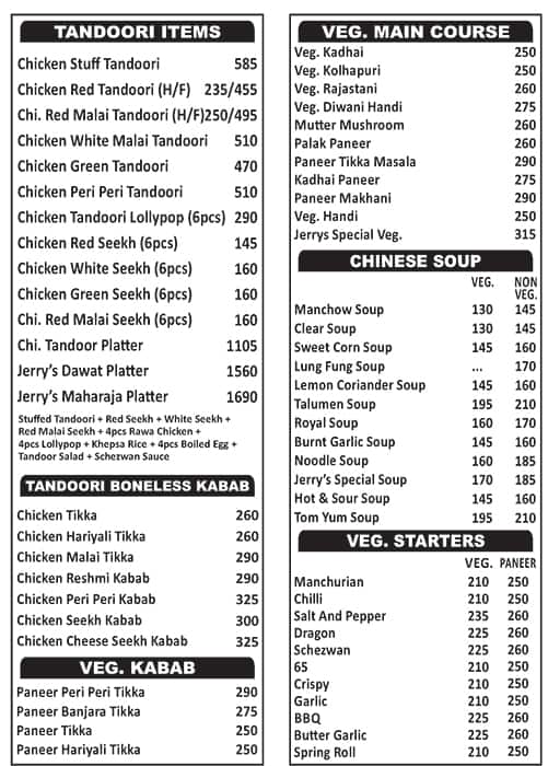 Menu of Jerry's Kitchen, Vasai, Mumbai