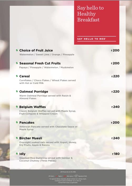 Menu of B 64 - Ramada By Wyndham, Yelahanka, Bangalore