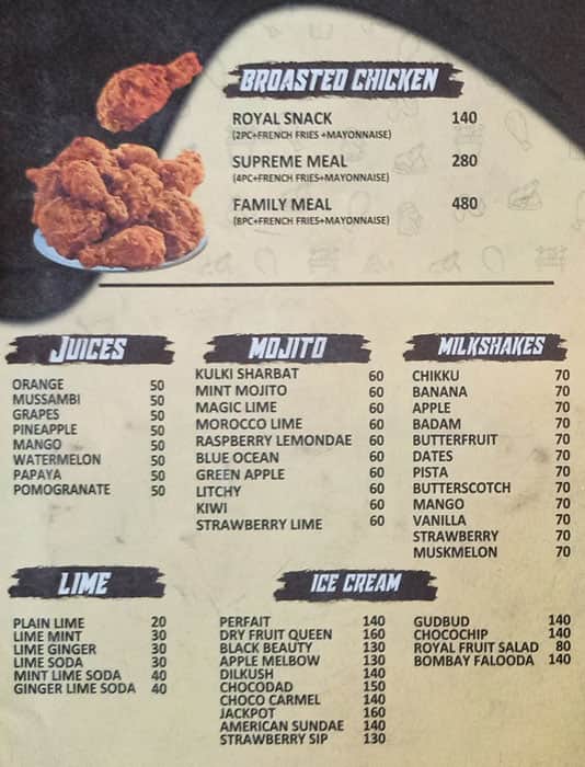 Menu of Arabian Palace Restaurant, Rajajinagar, Bangalore