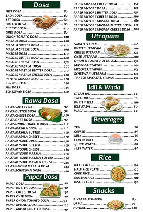 Menu of Malgudi Meals, Virar, Mumbai