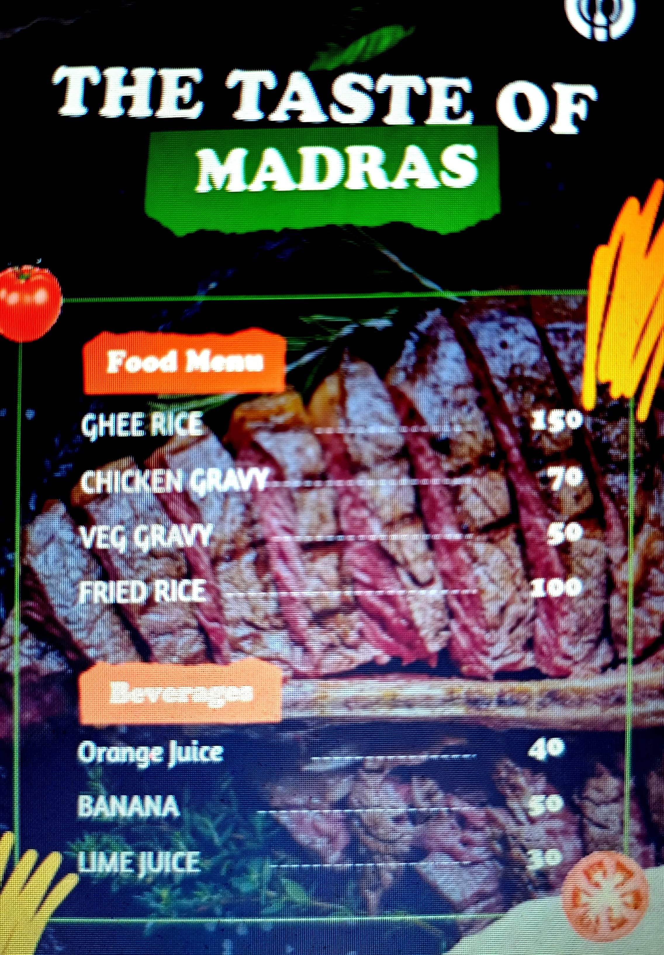 Menu of Taste Of Madras, Ambattur, Chennai