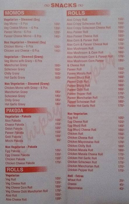 Menu of Chipsy Chopsy, Powai, Mumbai