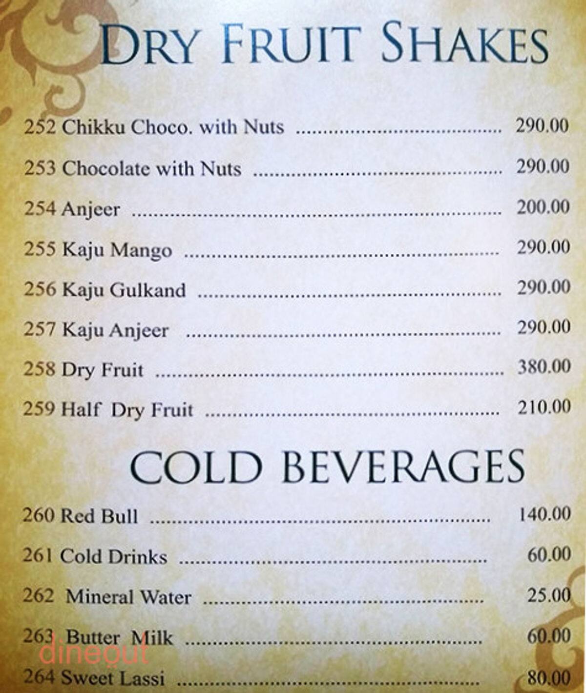 Menu of Achija, Kandivali West, Mumbai