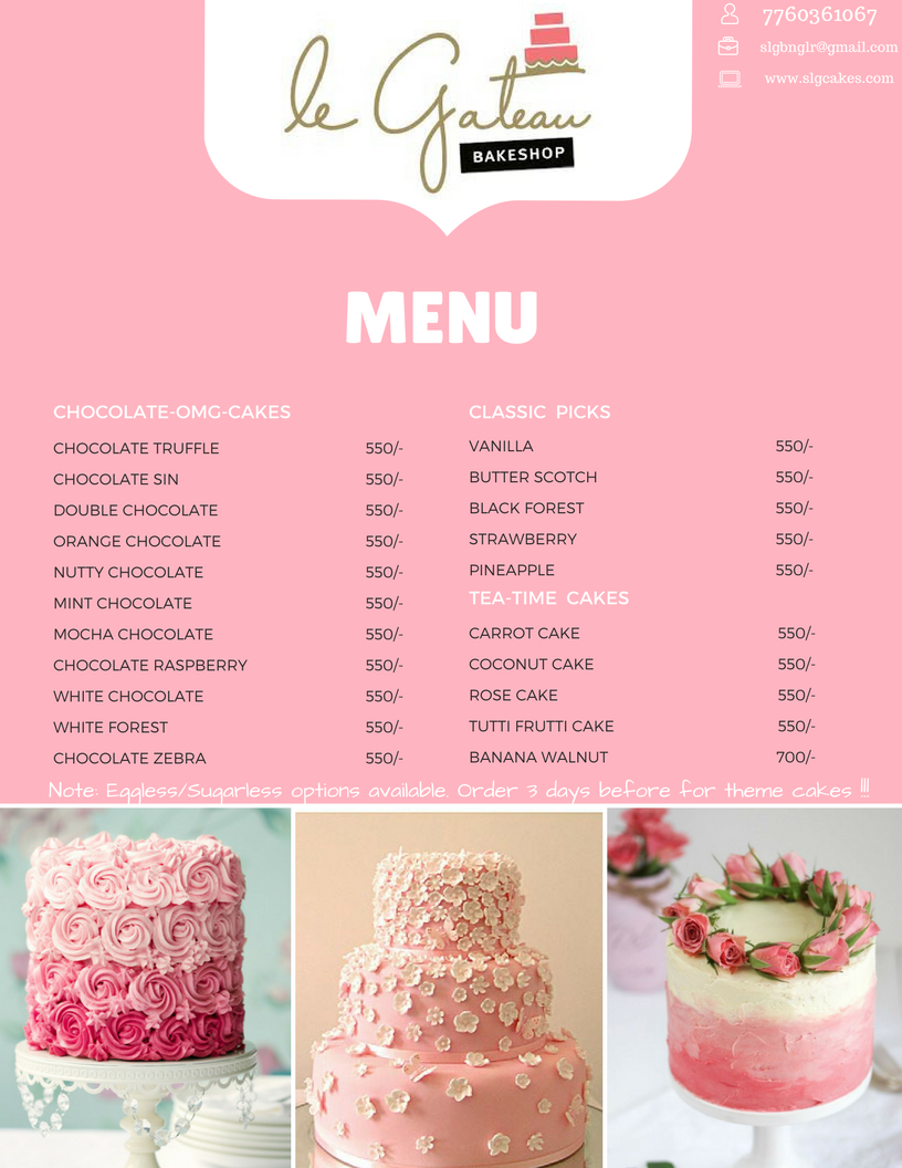 Le Gateau - The Cake Shop Menu - Zomato