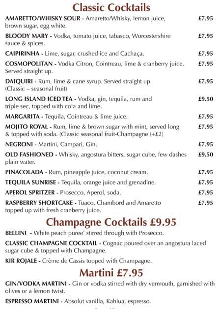 Menu at HAZ St Paul's restaurant, London, 34 Foster Ln