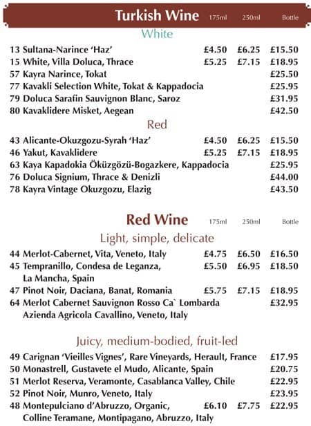 Menu at HAZ St Paul's restaurant, London, 34 Foster Ln