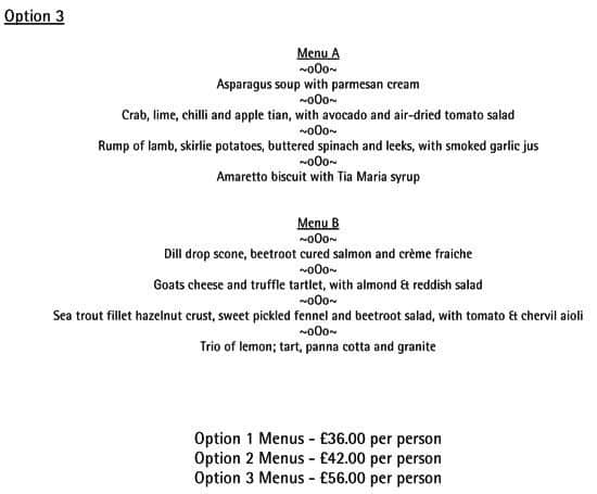 Menu at The Observatory cafe, Edinburgh