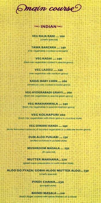 Menu at Jaipur Jungle, Jaipur, B-12
