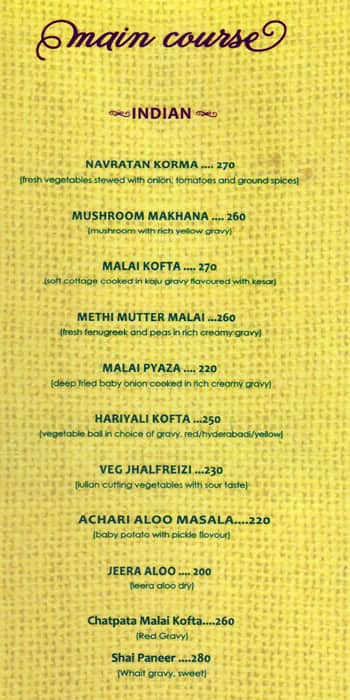 Menu at Jaipur Jungle, Jaipur, B-12