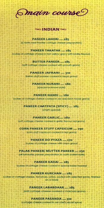 Menu at Jaipur Jungle, Jaipur, B-12