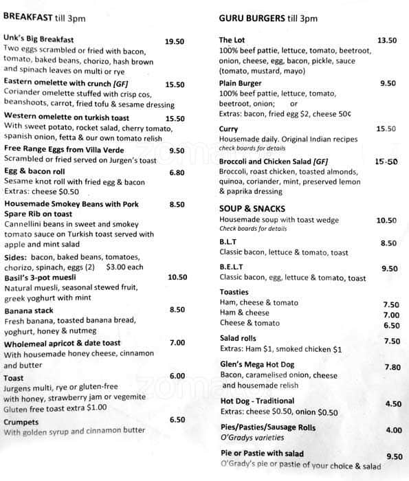 Menu at Sandy Beach Hq restaurant, Sandringham