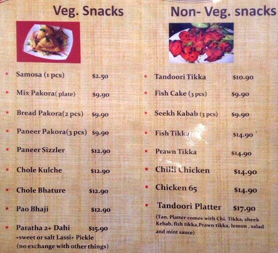 Menu at India Gate restaurant, Haymarket, 777 George St