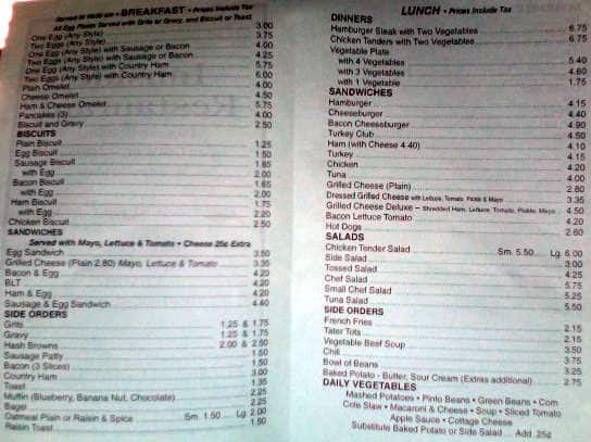 Menu at Innside Restaurant, Chattanooga