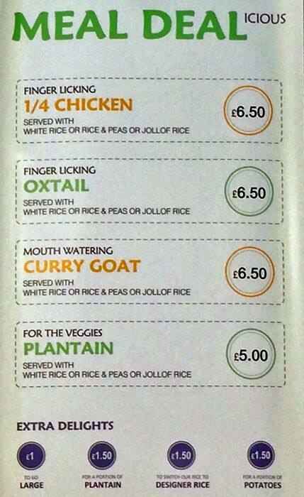 Menu at Mama Vic's restaurant, London