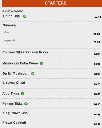 Menu at The Naz Takeaway restaurant, Eccles