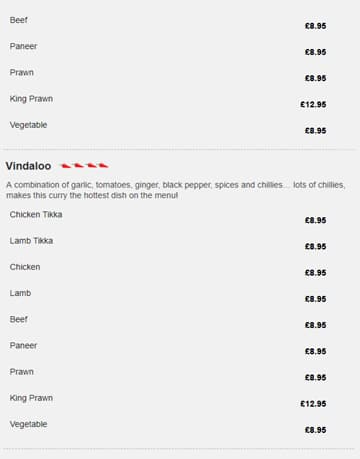 Menu at The Naz Takeaway restaurant, Eccles