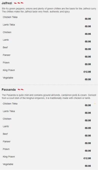 Menu at The Naz Takeaway restaurant, Eccles