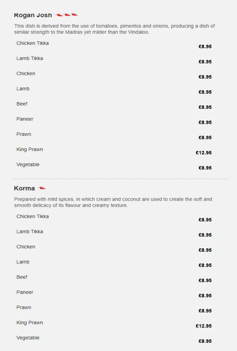Menu at The Naz Takeaway restaurant, Eccles