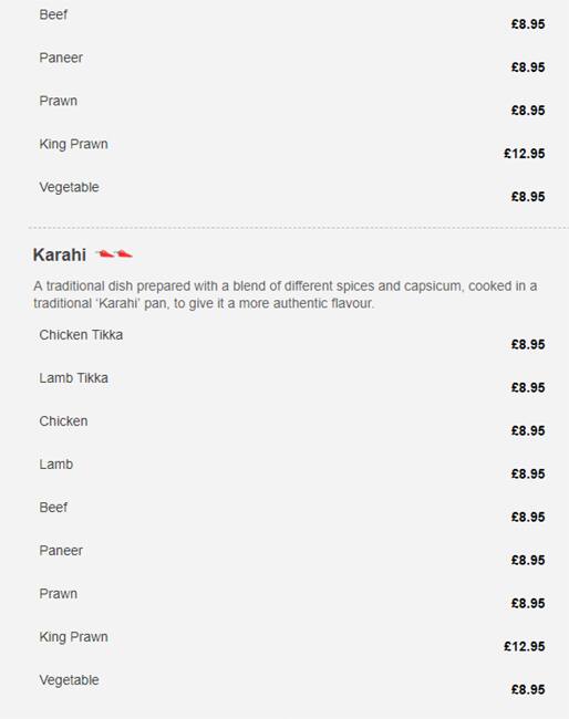 Menu at The Naz Takeaway restaurant, Eccles