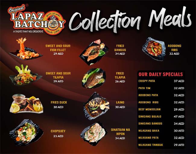Menu of Lapaz Batchoy, Al Rigga, Dubai