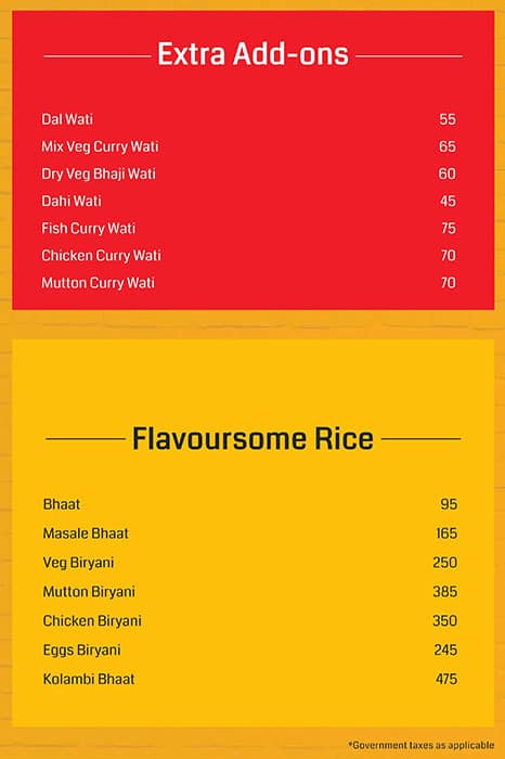 Menu at Nav Mejwani, Mumbai