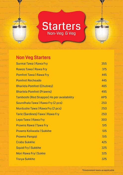 Menu of Nav Mejwani, Dadar West, Mumbai