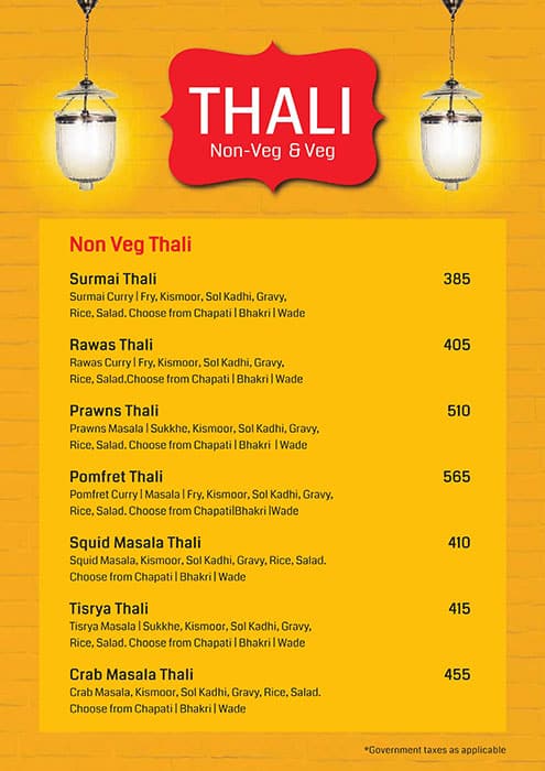 Menu at Nav Mejwani, Mumbai