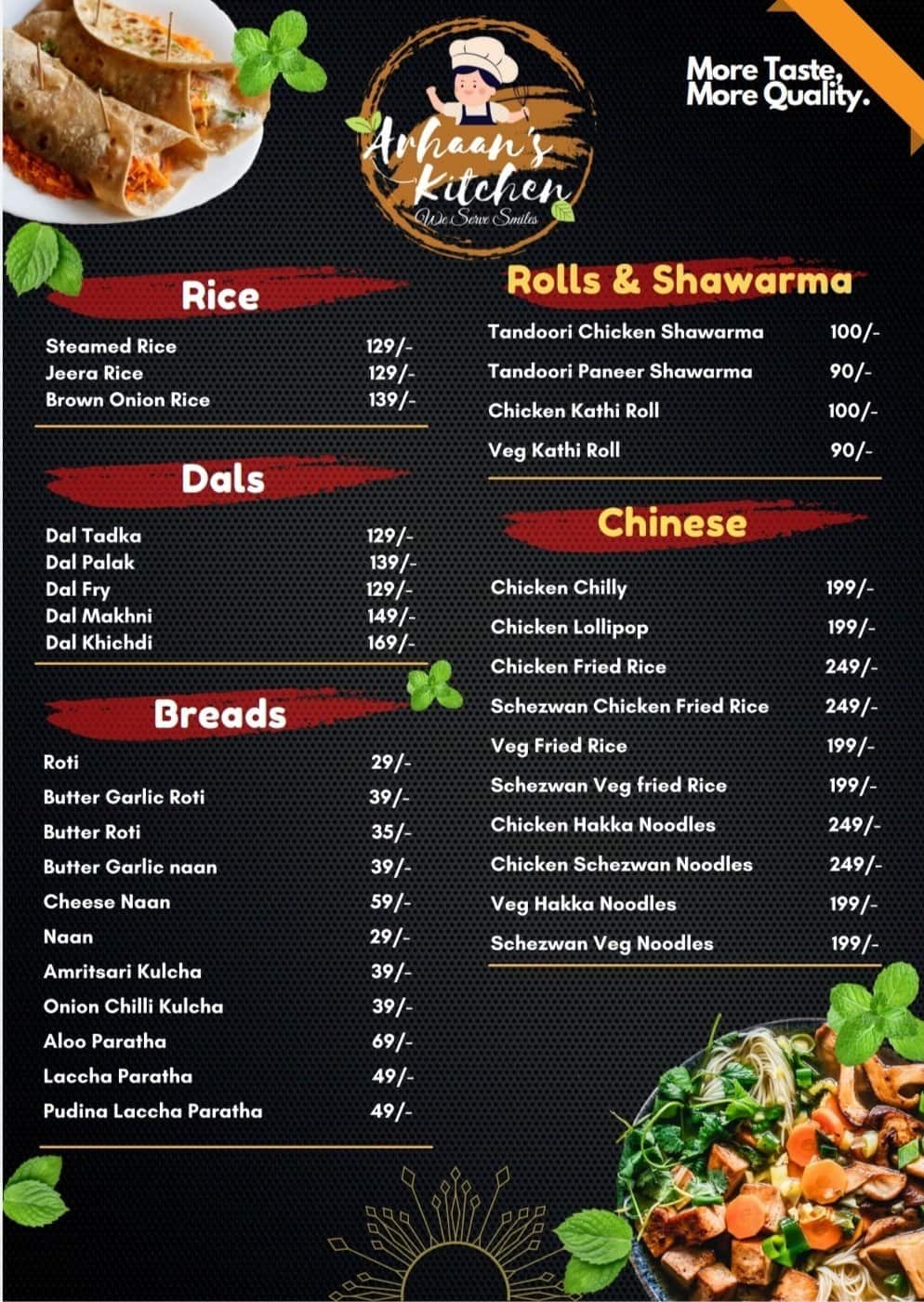 Menu of Arhaan's Kitchen, Powai, Mumbai