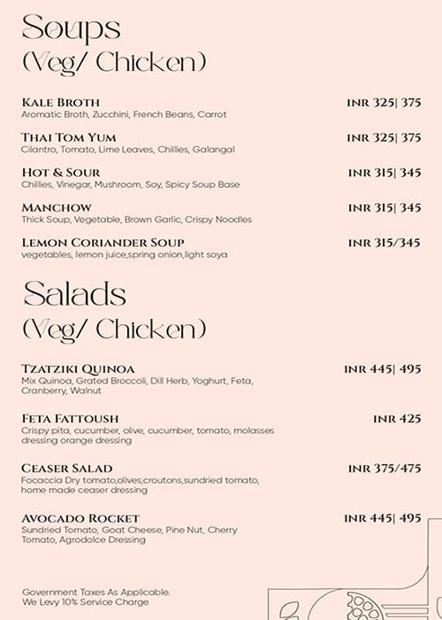 Menu of Kiona Patio & Bar, Hauz Khas, New Delhi