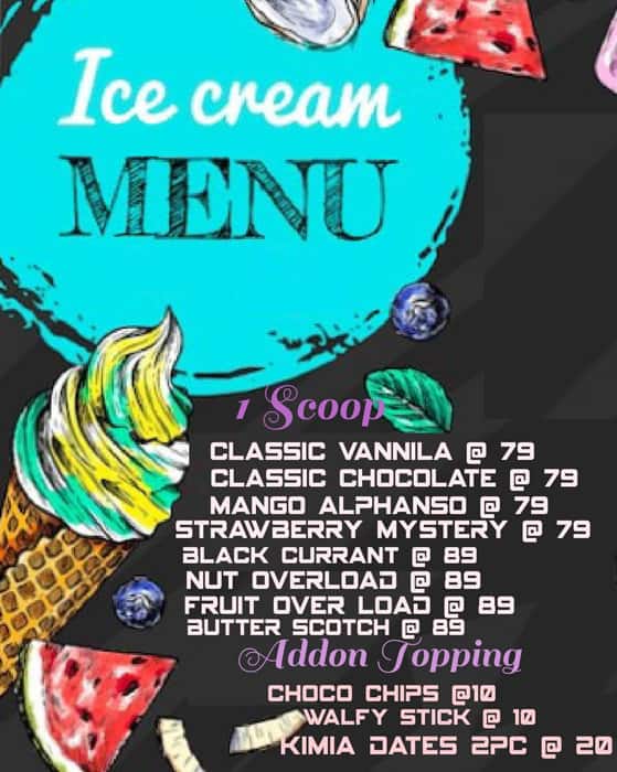 Menu of Ice Stone, Khandagiri, Bhubaneshwar