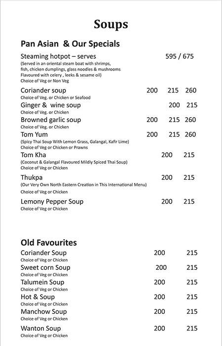 Menu of Bamboo Shoots, Sector 4, Noida